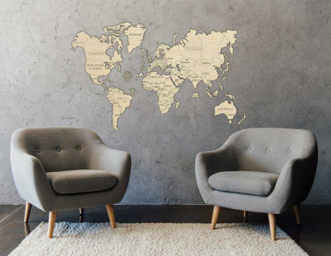 Drewniana Mapa Świata na ścianę 200x120 cm > Puzzle 3D | Zabawki dla ...